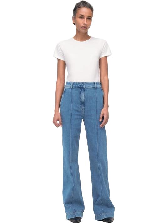 ANOTHER TOMORROW Another Tomorrow High-Waisted Denim Trouser